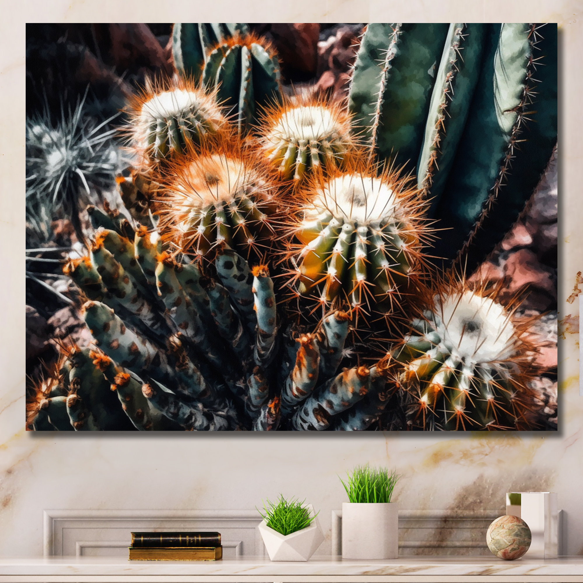 Bungalow Rose Nazalia Yellow Green Cactus Scenery On Canvas Print | Wayfair