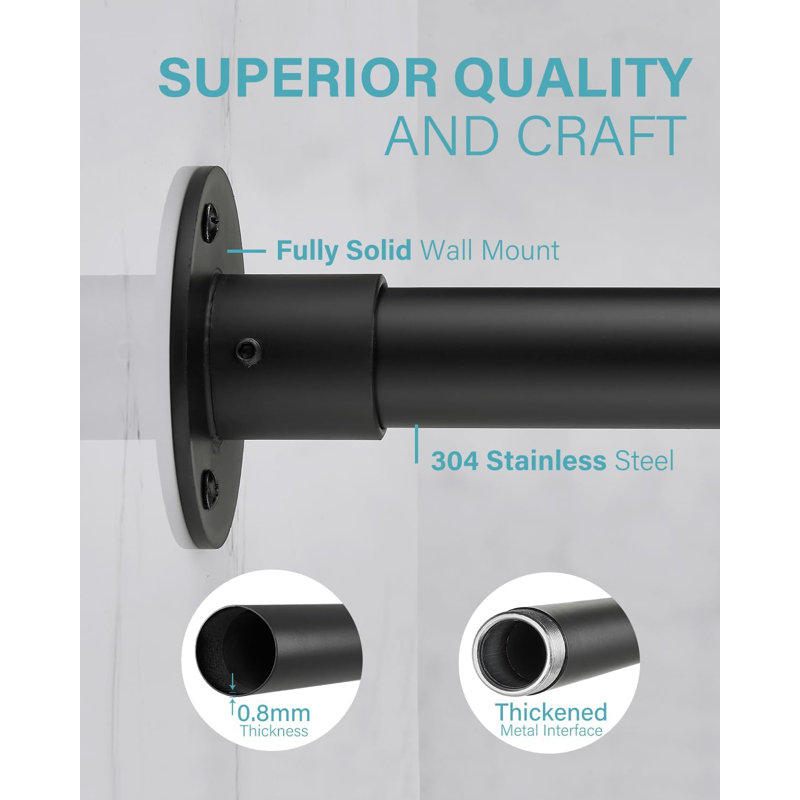 Masoter 53'' L-Shaped Wall Mounted Required Shower Curtain Rod & Hook ...