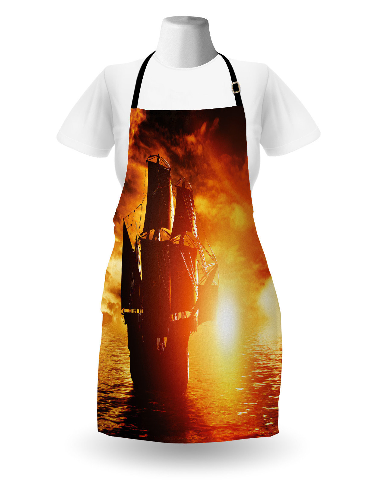 East Urban Home Pirate Ship Apron Unisex, Ship Sunset, Adult Size ...