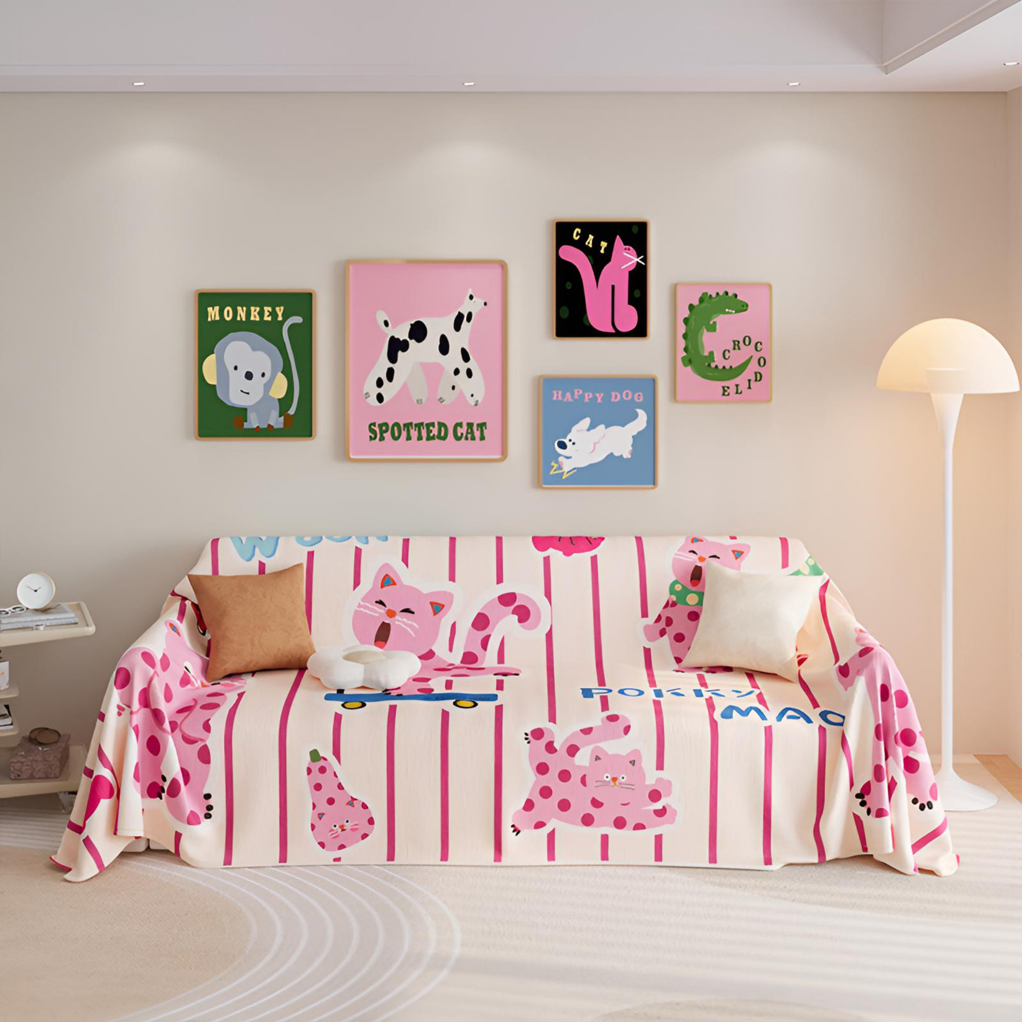 JINXI Dopamine Style Summer Chenille Sofa Towel Cartoon Cute All Season ...