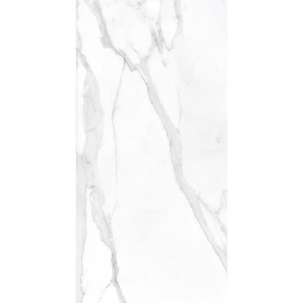 Marblessa 32" x 64" Porcelain Marble Look Wall & Floor Glossy White ...
