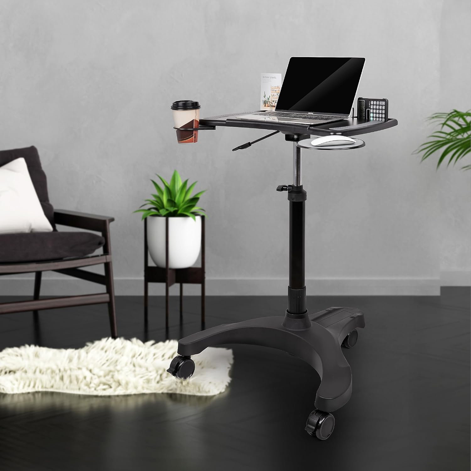 Latitude Run® Laptop Standing Desk Carts On Wheels With Stationery ...