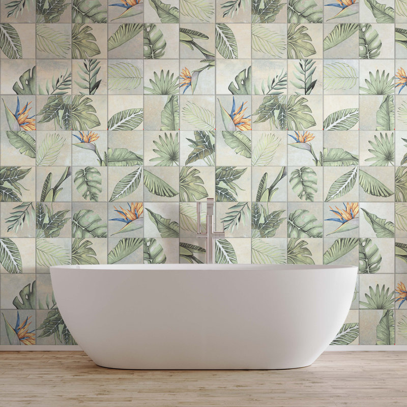 Merola Tile Nusa Botanic 9 3/4" x 9-3/4" Porcelain Wall & Floor Tile ...