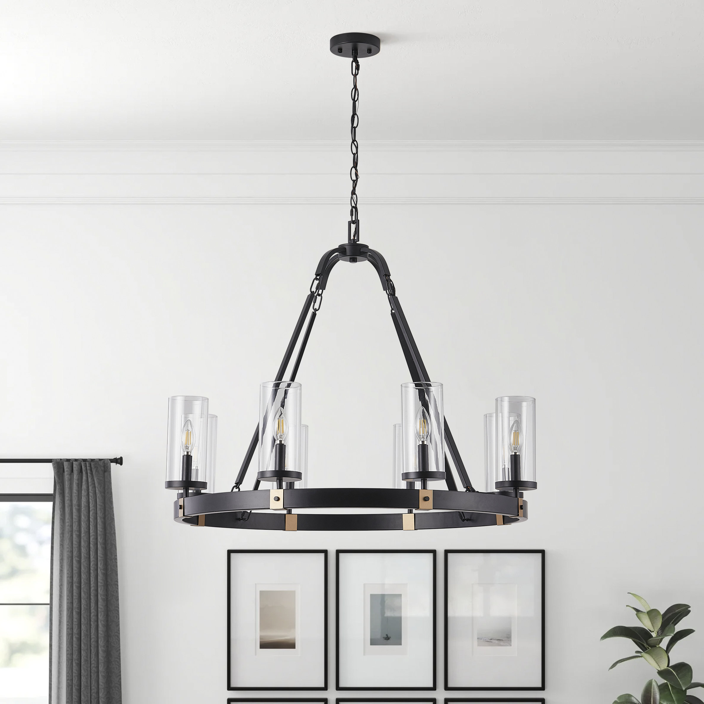 Breakwater Bay Burov 8 - Light Wagon Wheel Pendant | Wayfair