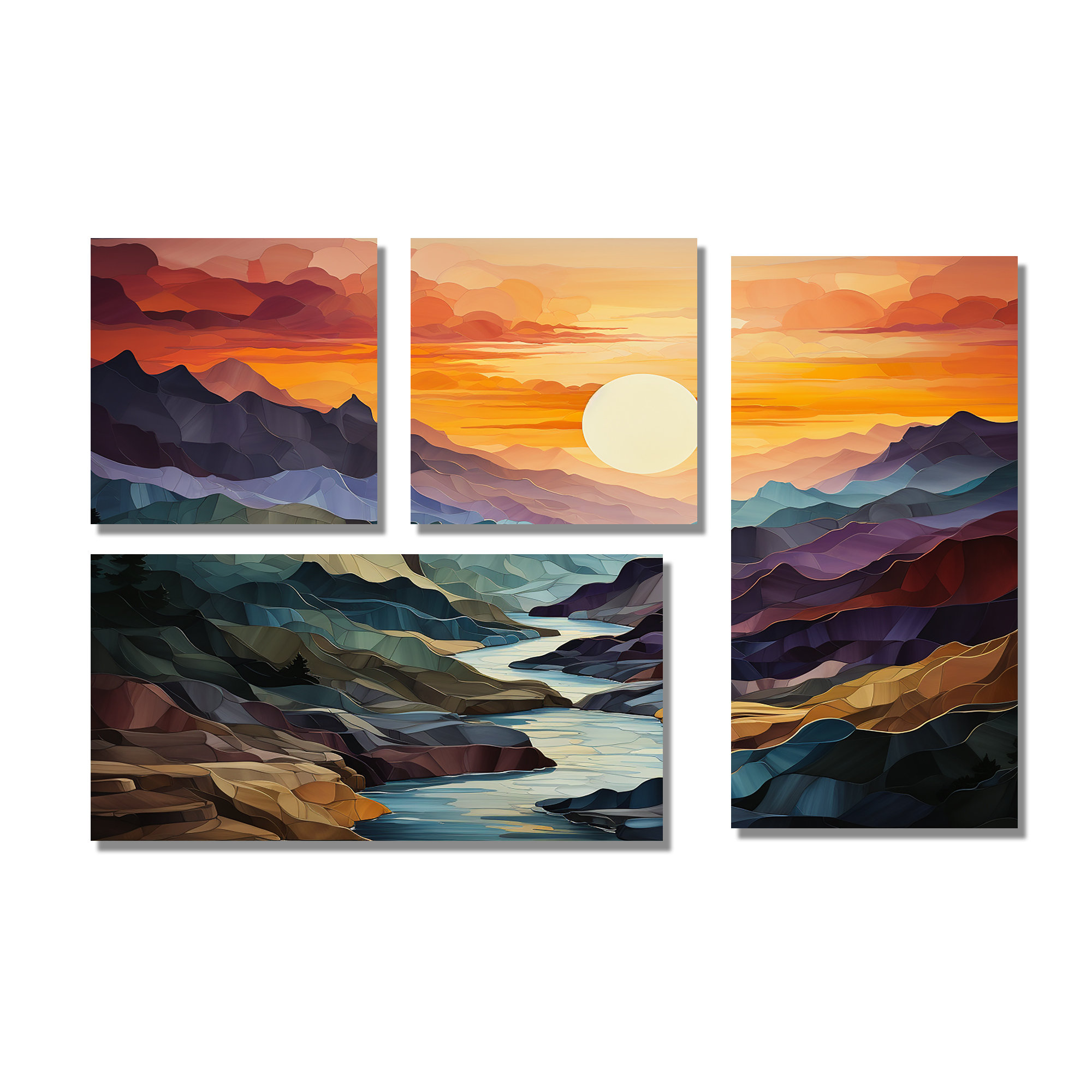Millwood Pines Orange Teal Mountains Bold Landscape - Landscapes ...