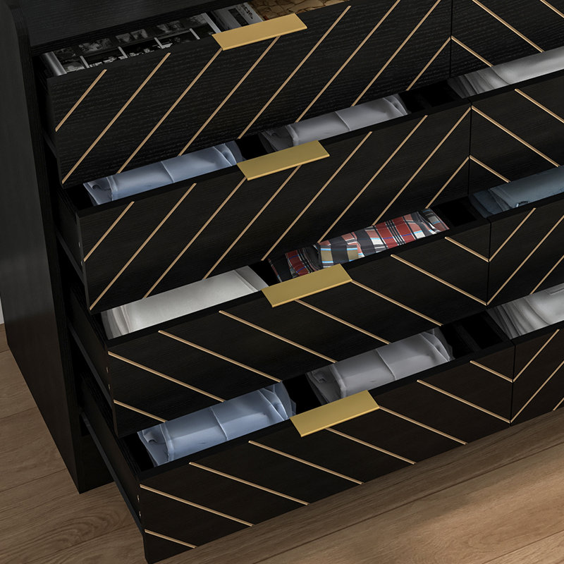 Ebern Designs 47"W 8-Drawer Double Dresser With Changeable Finish ...