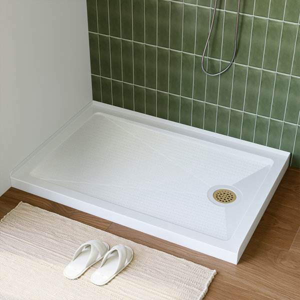 HOROW 48" x 32" White Shower Base with Drain Assembly and Drain Cover ...