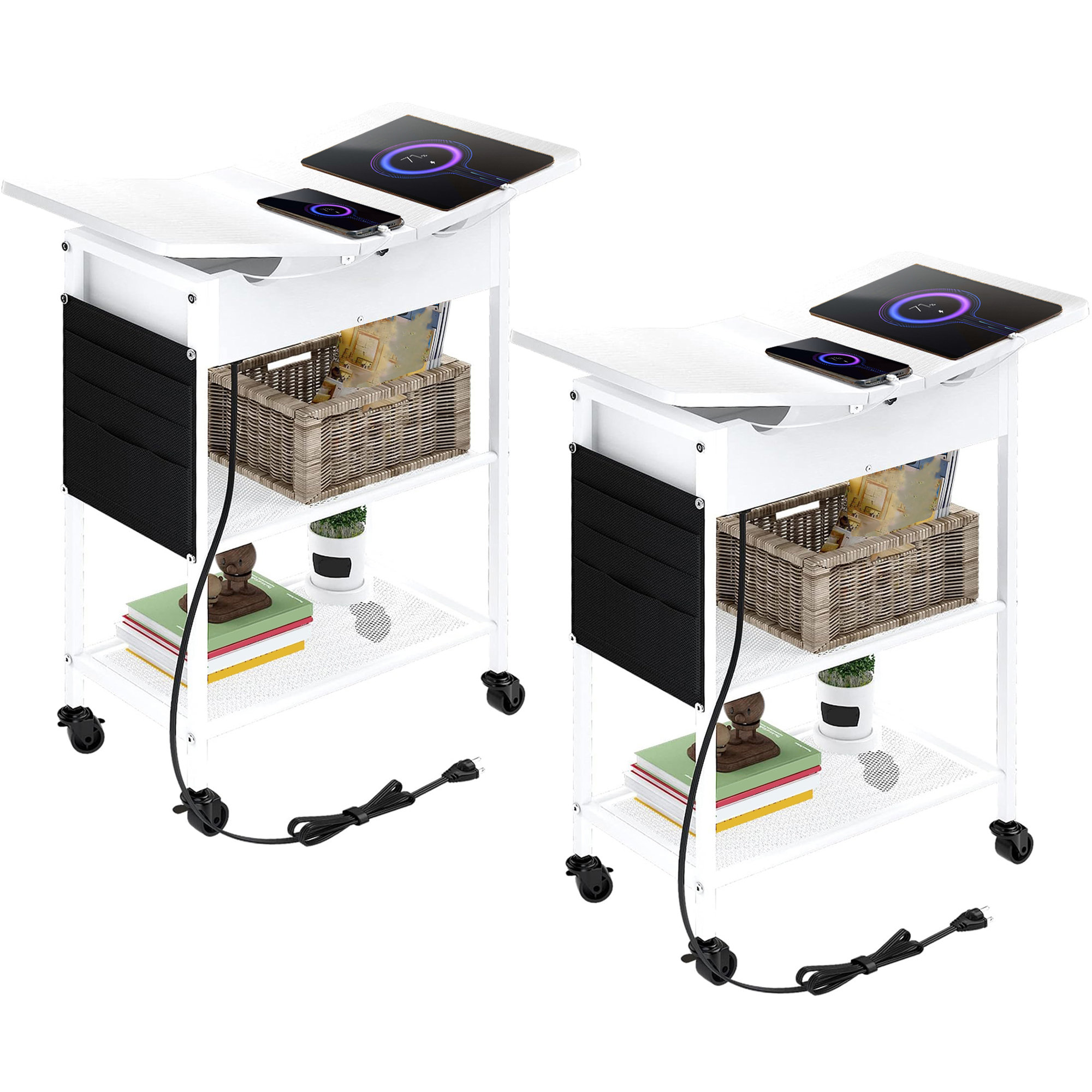 Ebern Designs Achante End Table with 2 USB Ports & Power Outlets & Side ...