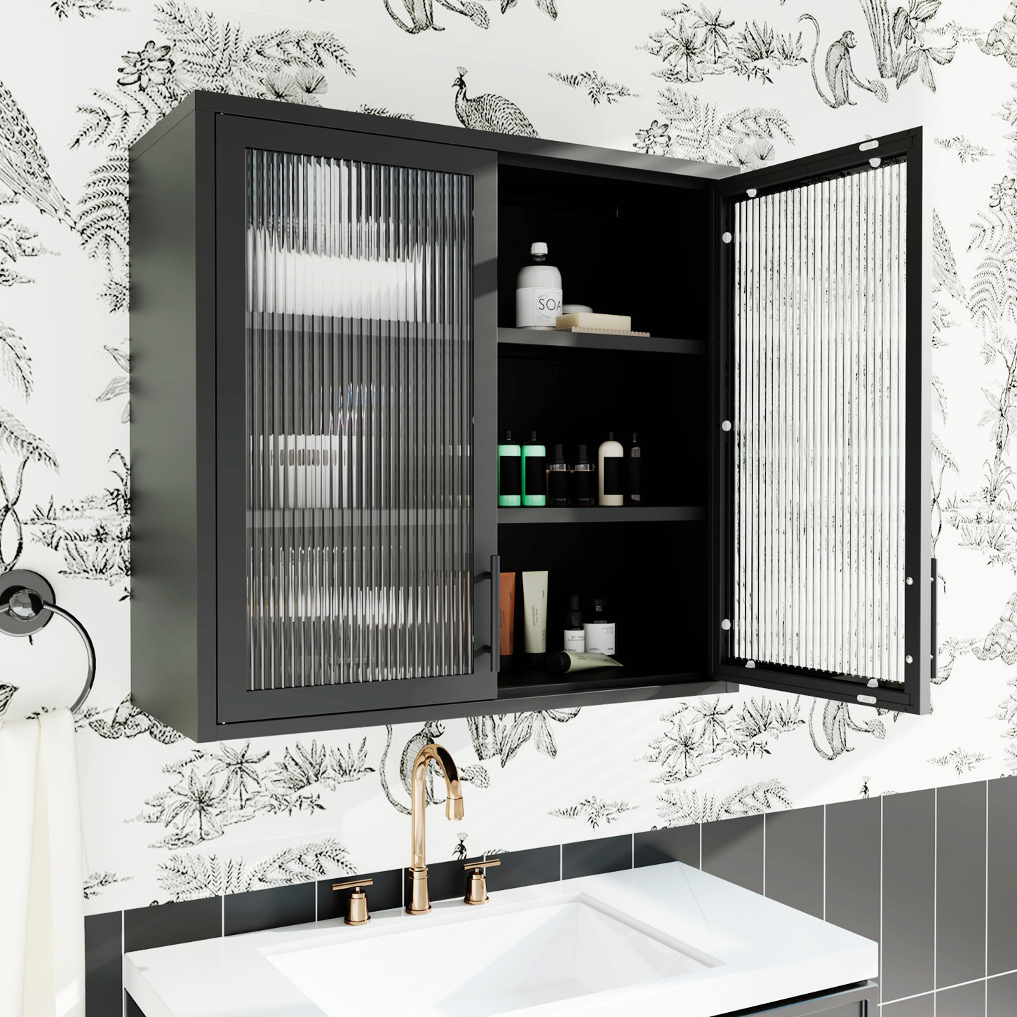 Latitude Run® Retro Style Wall Mounted Cabinet, Storage Cabinet With ...