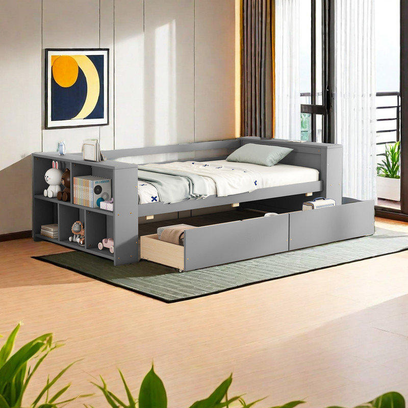 Latitude Run® Twin Platform Bed with 2 Storage Drawers & Reviews | Wayfair