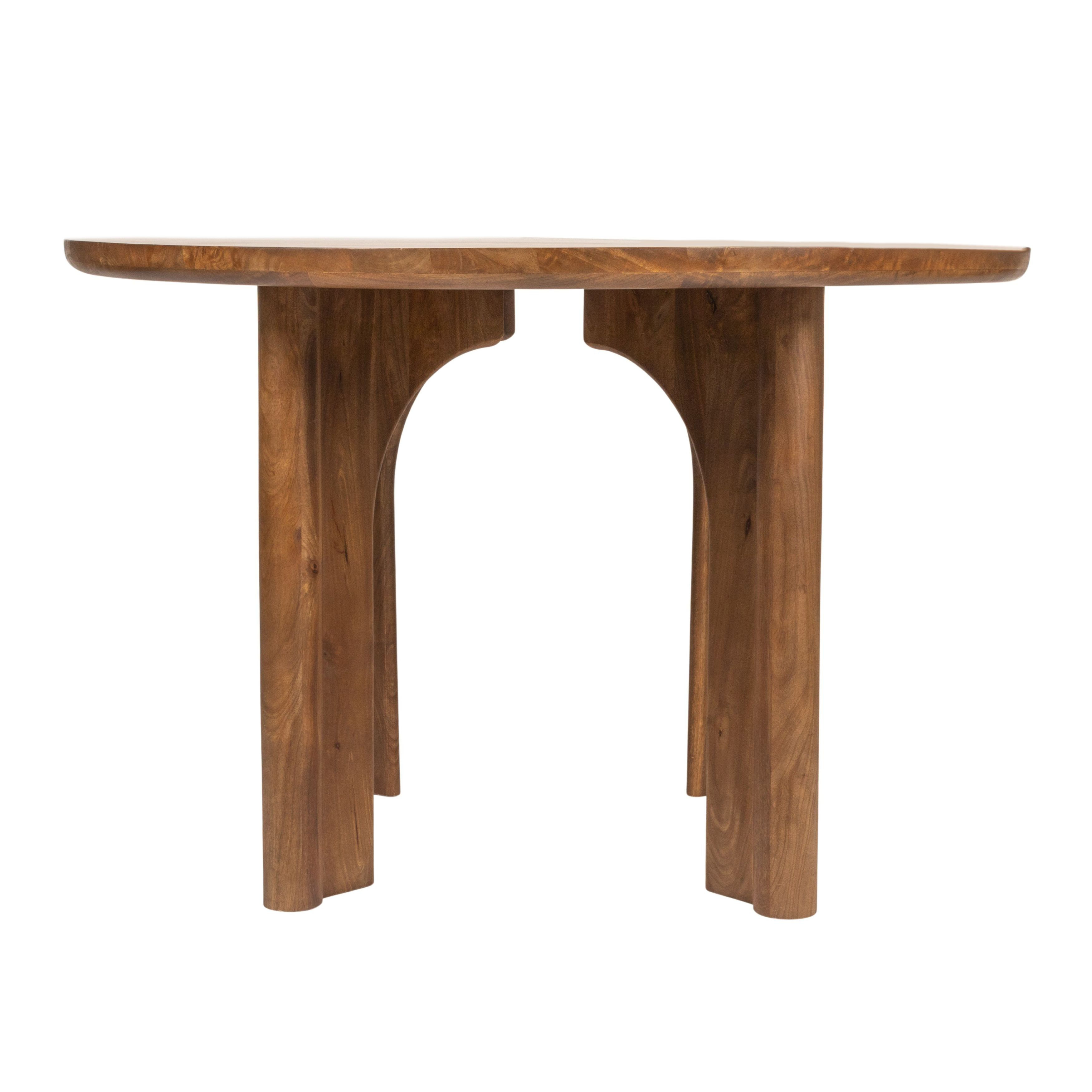 Rowena Interiors Everly Round Mango Wood Dining Table with Arched Base ...
