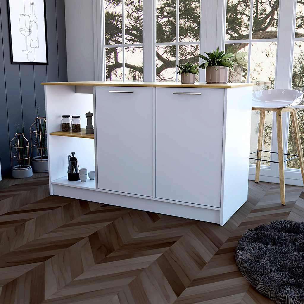 Latitude Run® Mercury Kitchen Island With Spacious Countertop, Double ...