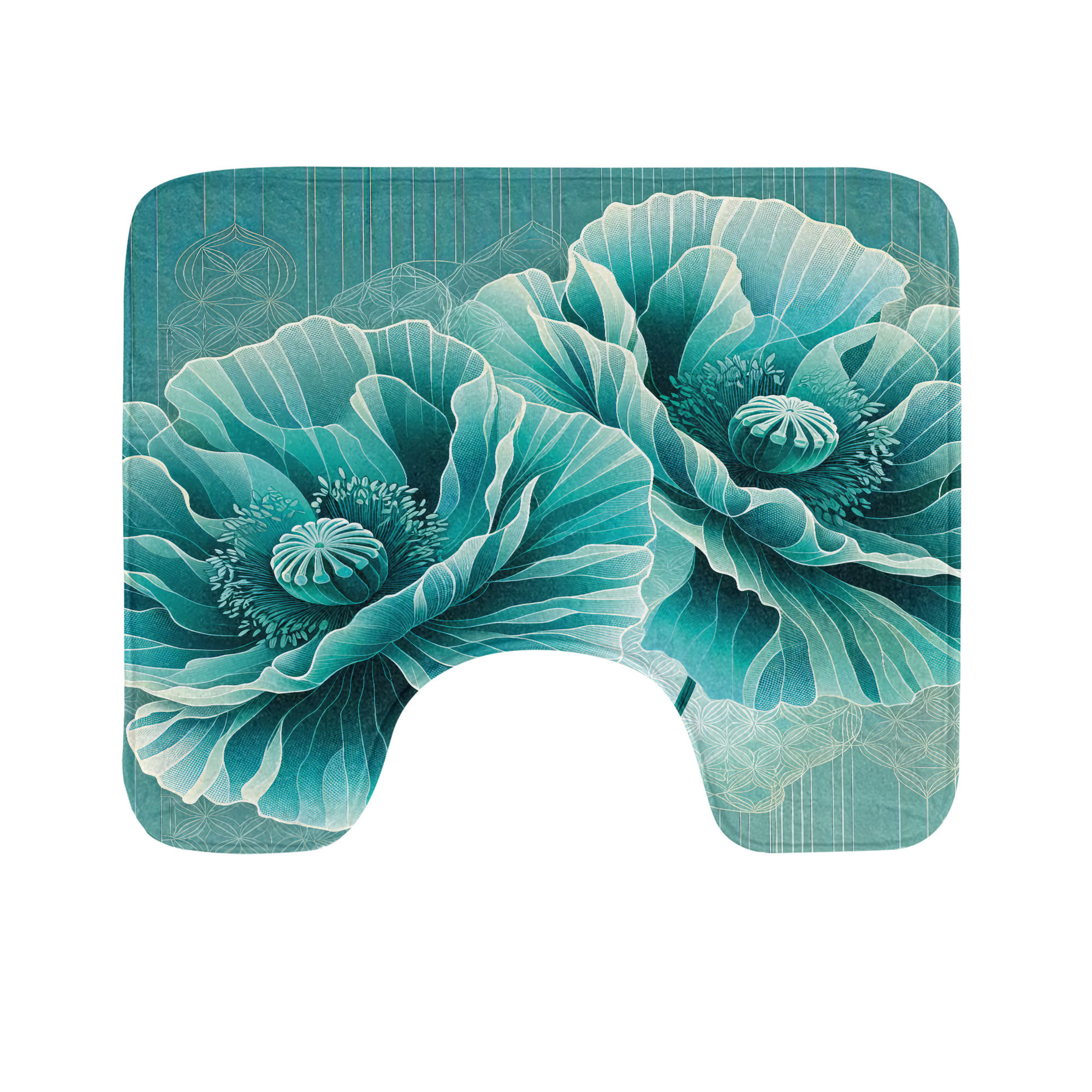 Fleur De Lis Living Turquoise Toilet Mat U-Shape Bathroom Rug 20" Dark ...