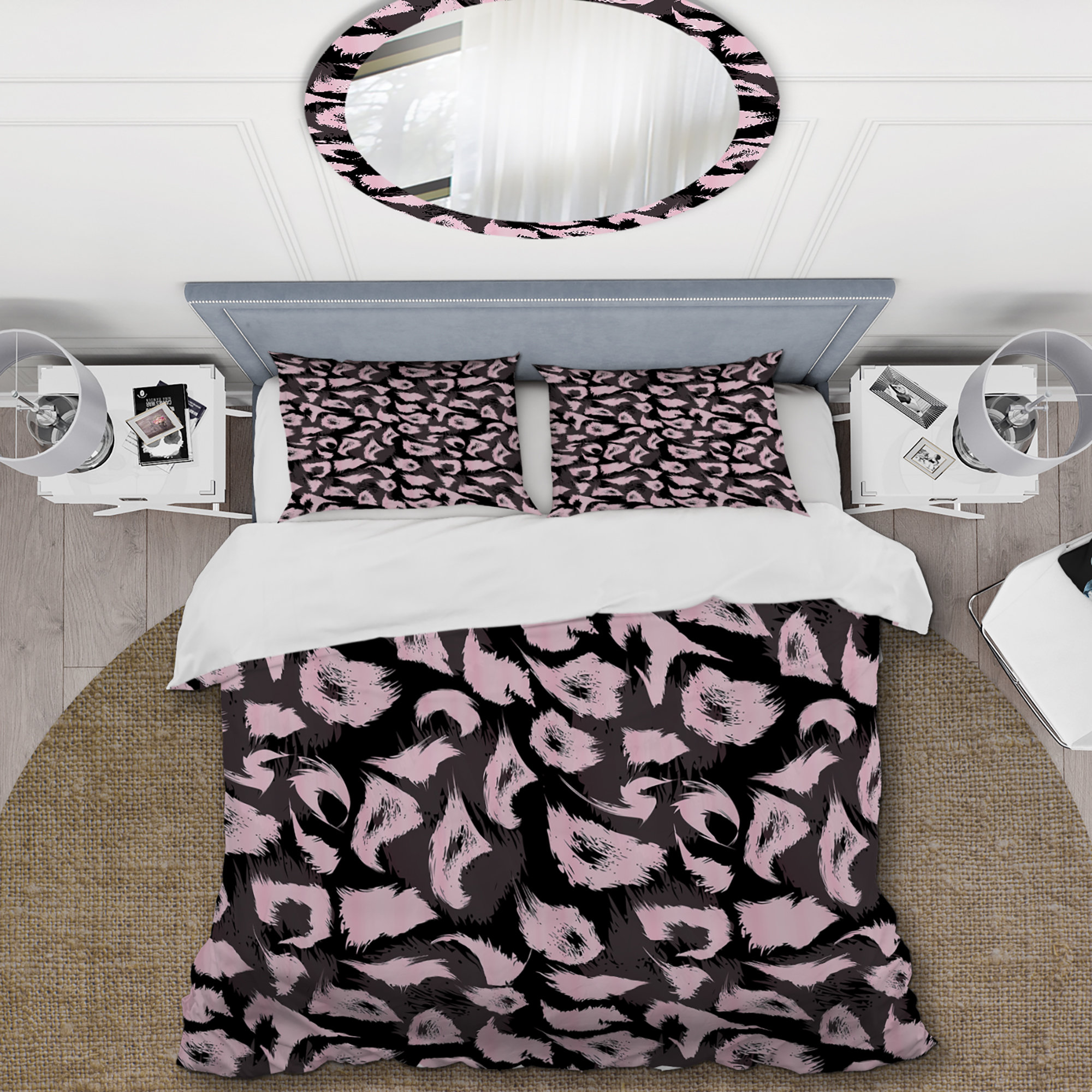 black and pink leopard print bedding