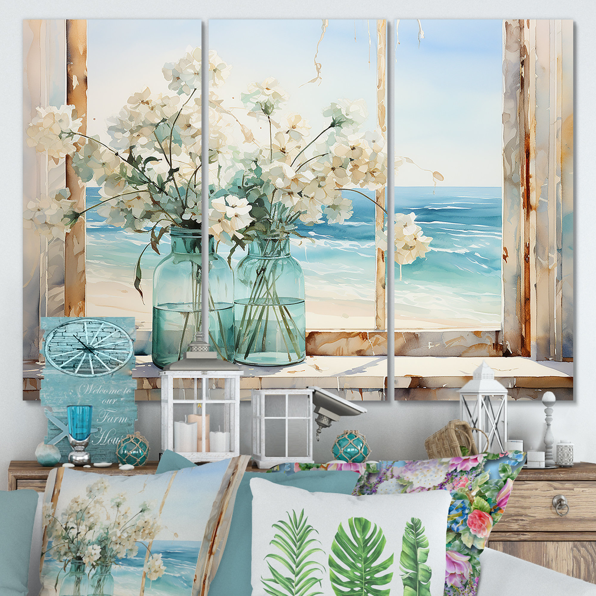 Beachcrest Home™ Blue Window Beachfront View Blooms I - Coastal Windows ...