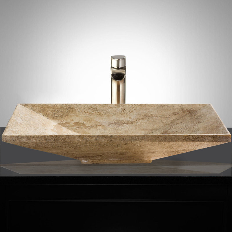 AA Warehousing 13'' Beige/Tan/Brown/Natural Stone Rectangular Vessel ...