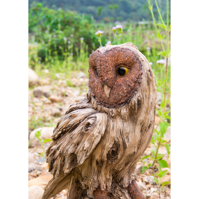 Hi-Line Gift Ltd. Driftwood Barn Owl On Stump Statue & Reviews | Wayfair