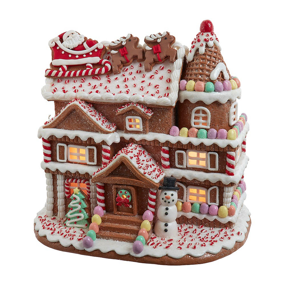 Kurt Adler 10-Inch Pre-Lit Gingerbread House With Santa & Reviews | Wayfair