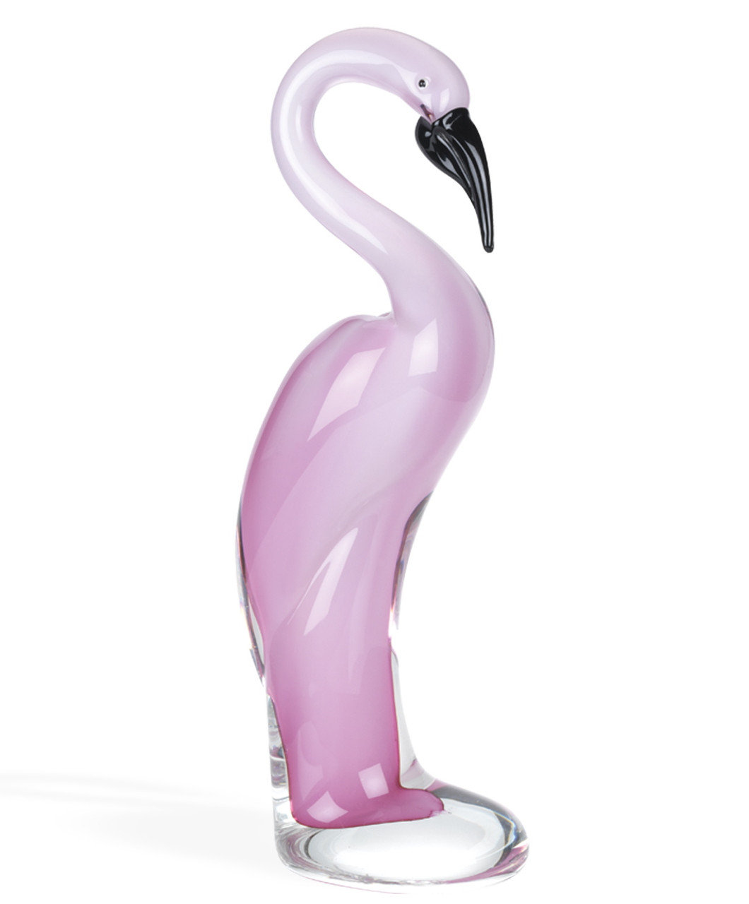 Bayou Breeze Algernard 15" Pink Murano Glass Flamingo Figurine Tabletop ...
