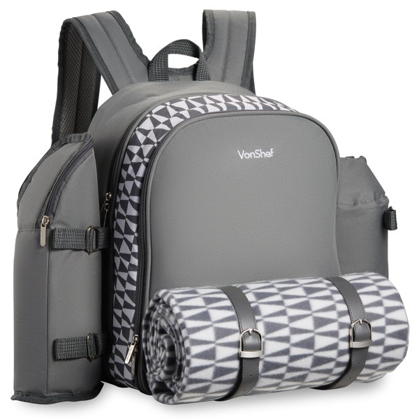 Brayden Studio Picnic Backpack, 4-Person Picnic Bag With Full Cutlery ...