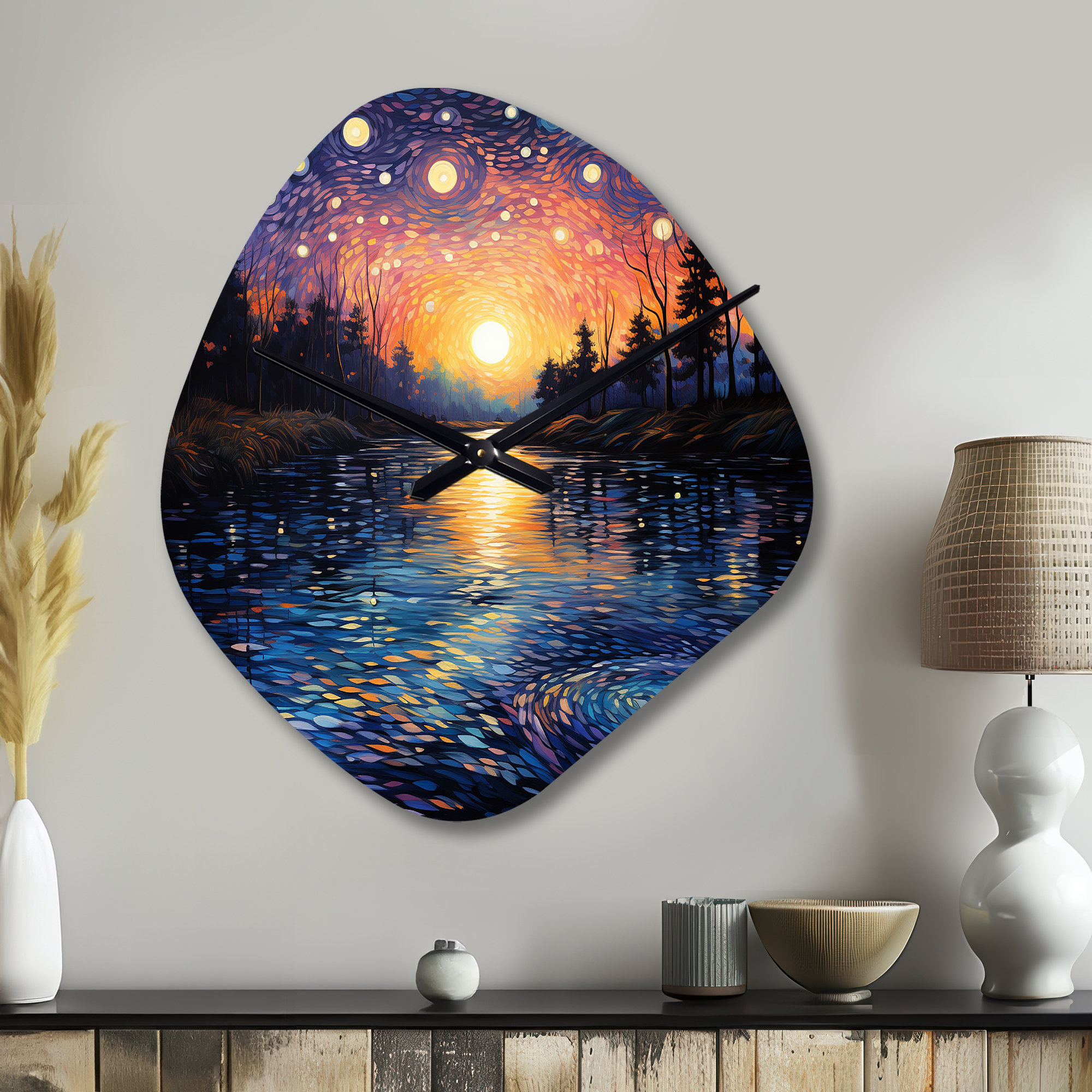Design Art Vangogh Twilight Reflections Pointillism - Vangogh Irregular ...