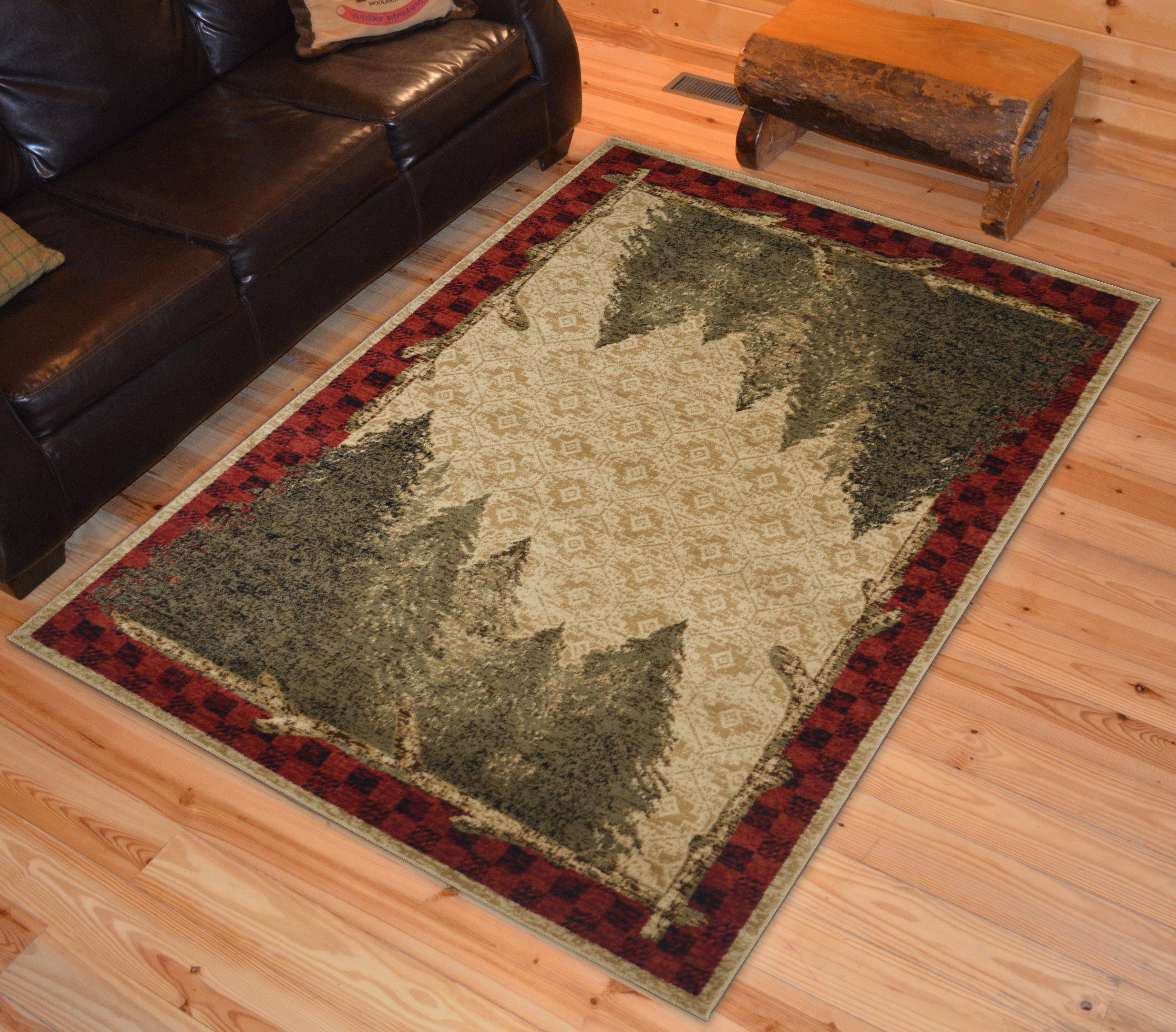 Loon Peak® Kenneth Forest Antique Lodge Beige Area Rug & Reviews | Wayfair