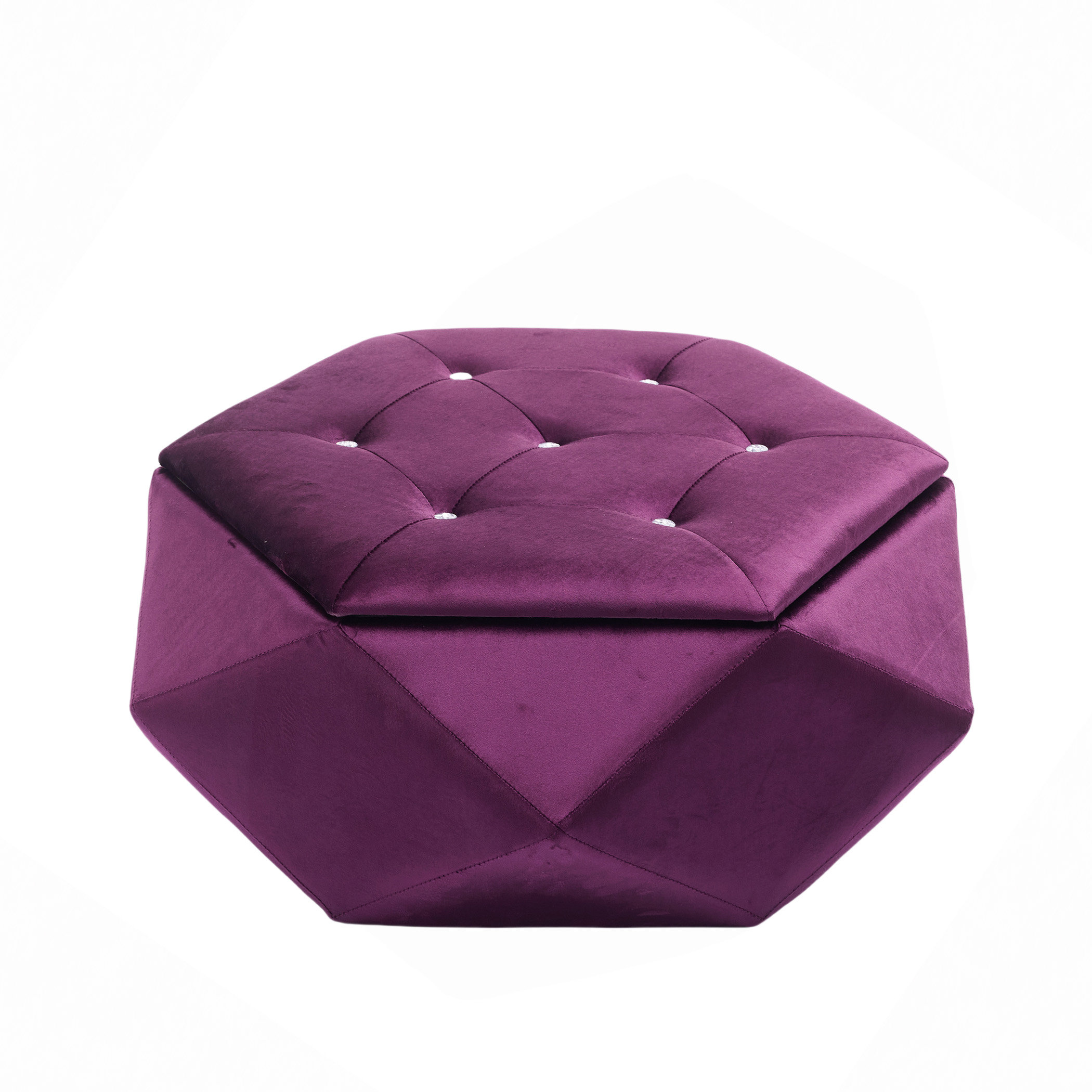 Mercer41 Elegant Velvet Polygon Diamond Tufted Storage Ottoman, Multi ...