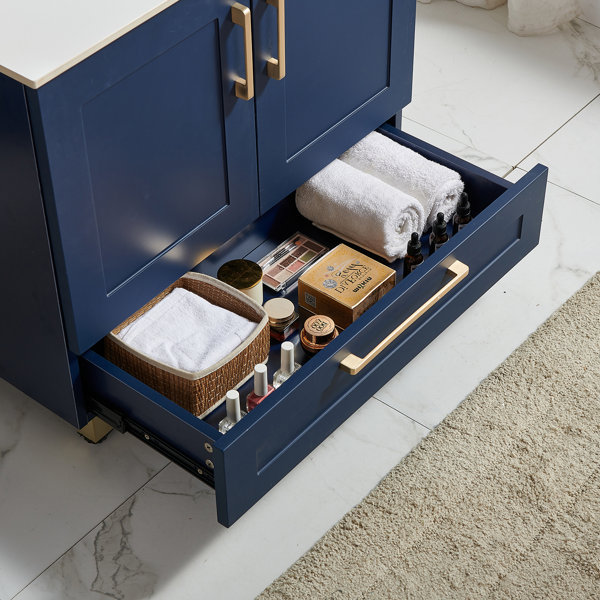 Mercer41 Wedurn 30'' Blue Modern Single Vessel Bathroom Vanity with ...