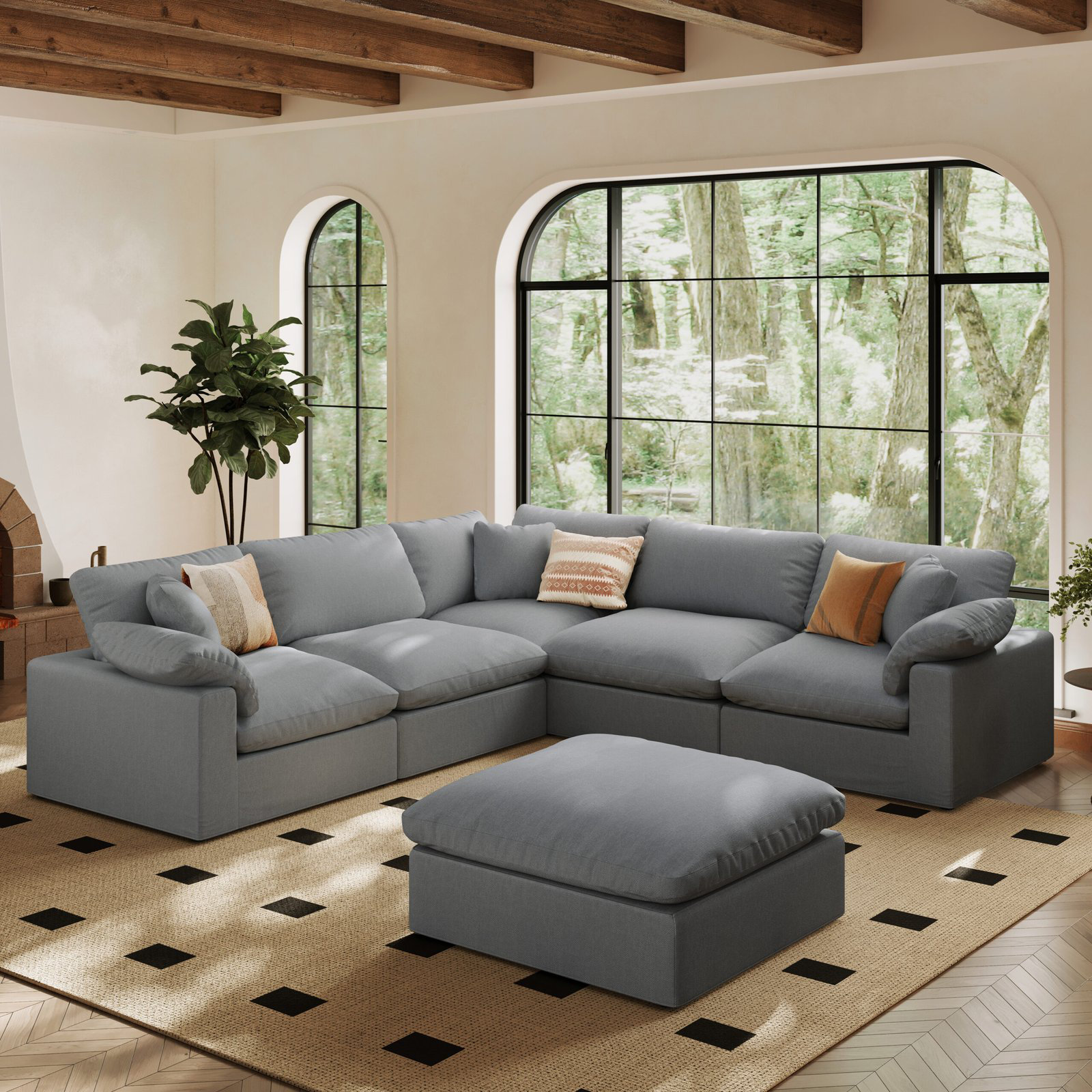 Hokku Designs Oversized Cloud Modular Sectional Sofa, Comfy Down Filled ...