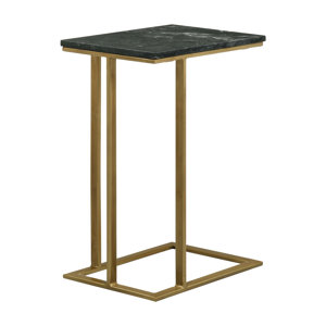 Mercer41 Redlef C- Shaped End Table with Marble Top in Green and Gold ...