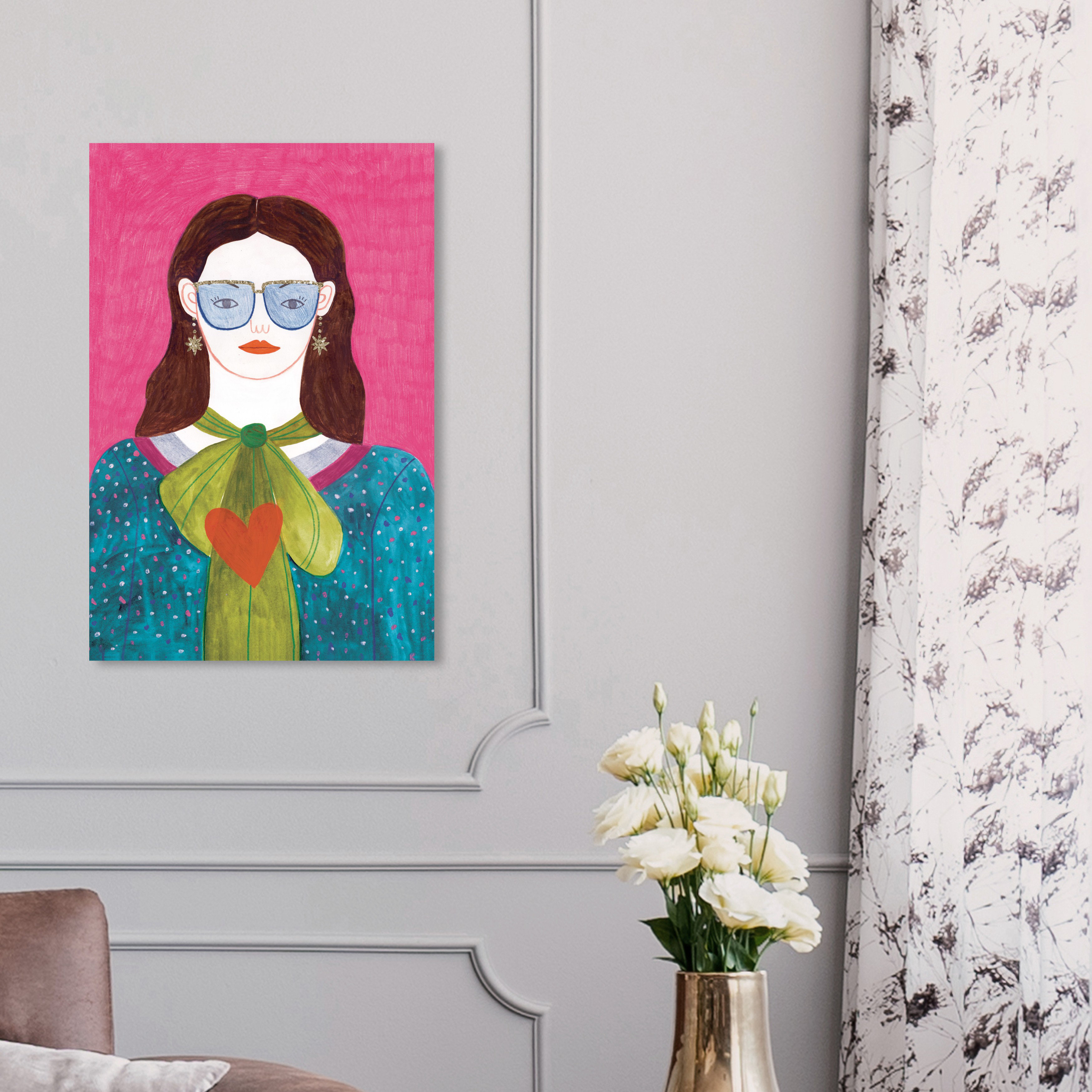 Art Remedy People and Portraits Lady in Blue Portraits - Painting Print ...