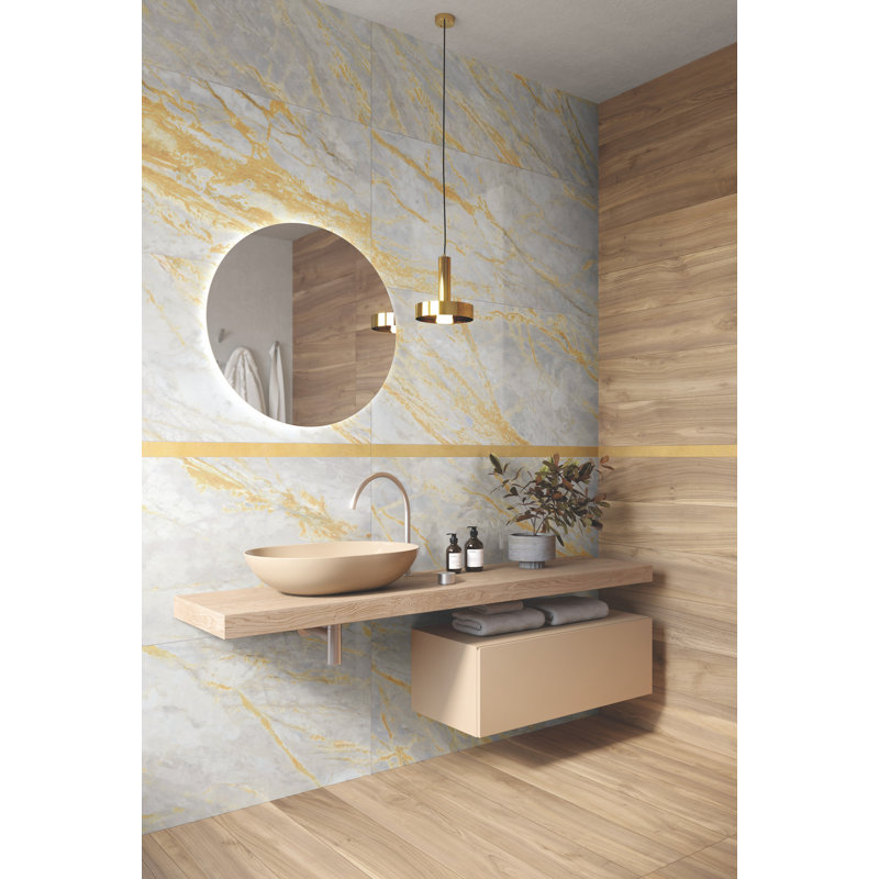 Mirrella Grigio Etrusco 24" x 48" Porcelain Marble Look Wall & Floor ...