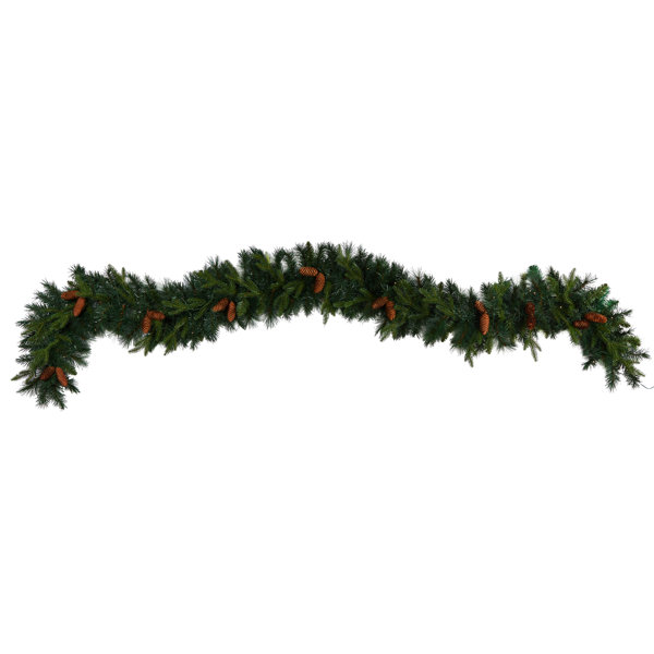 The Holiday Aisle® 9' Extra Wide Pre-Lit Garland with 70 White Lights ...