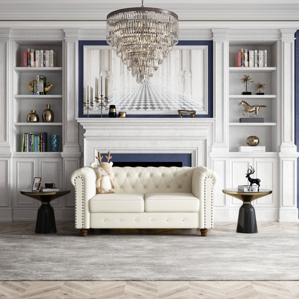 Alcott Hill® Abye 60" Velvet Rolled Arm Chesterfield Loveseat with ...