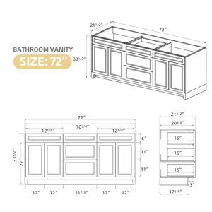 Ogonbrick 72'' Double Bathroom Vanity Base Only | Wayfair