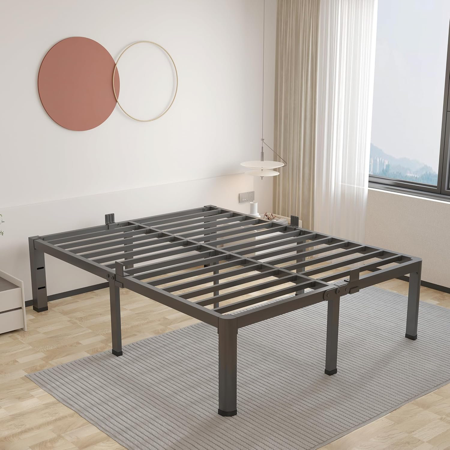 Latitude Run® 14 Inch California King Metal Bed Frame With Headboard ...