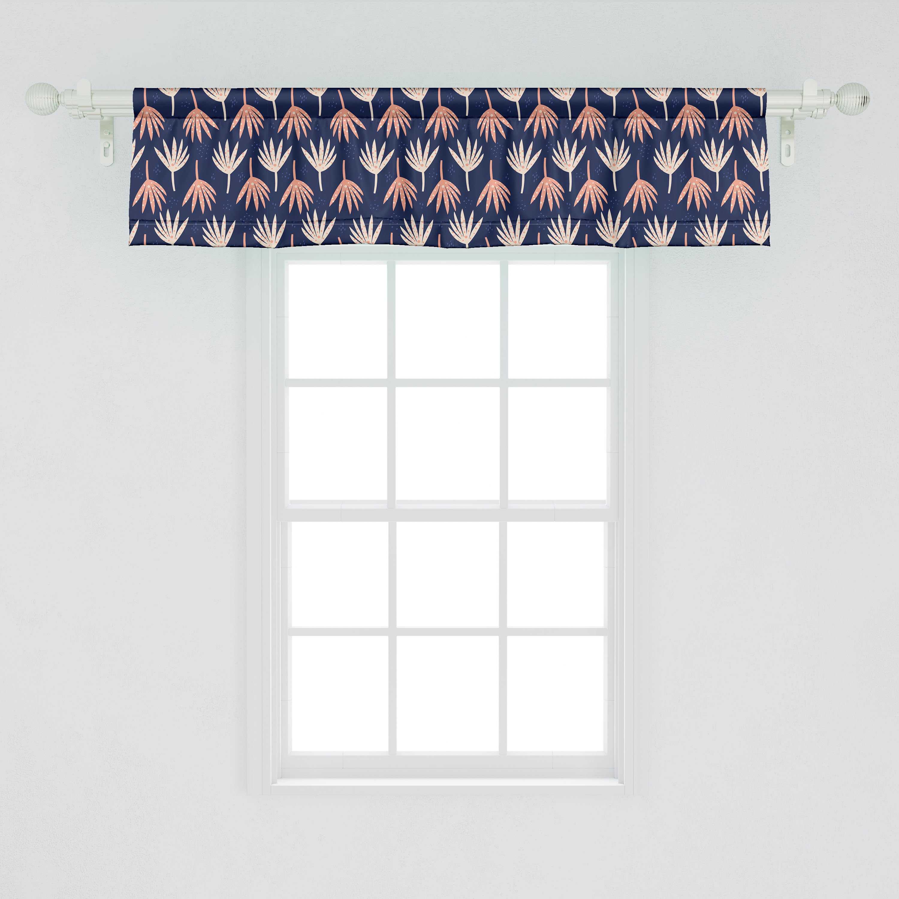 Ambesonne Navy Blue Valance Pack of 2 Pastel Abstract Plant 54"X12 ...