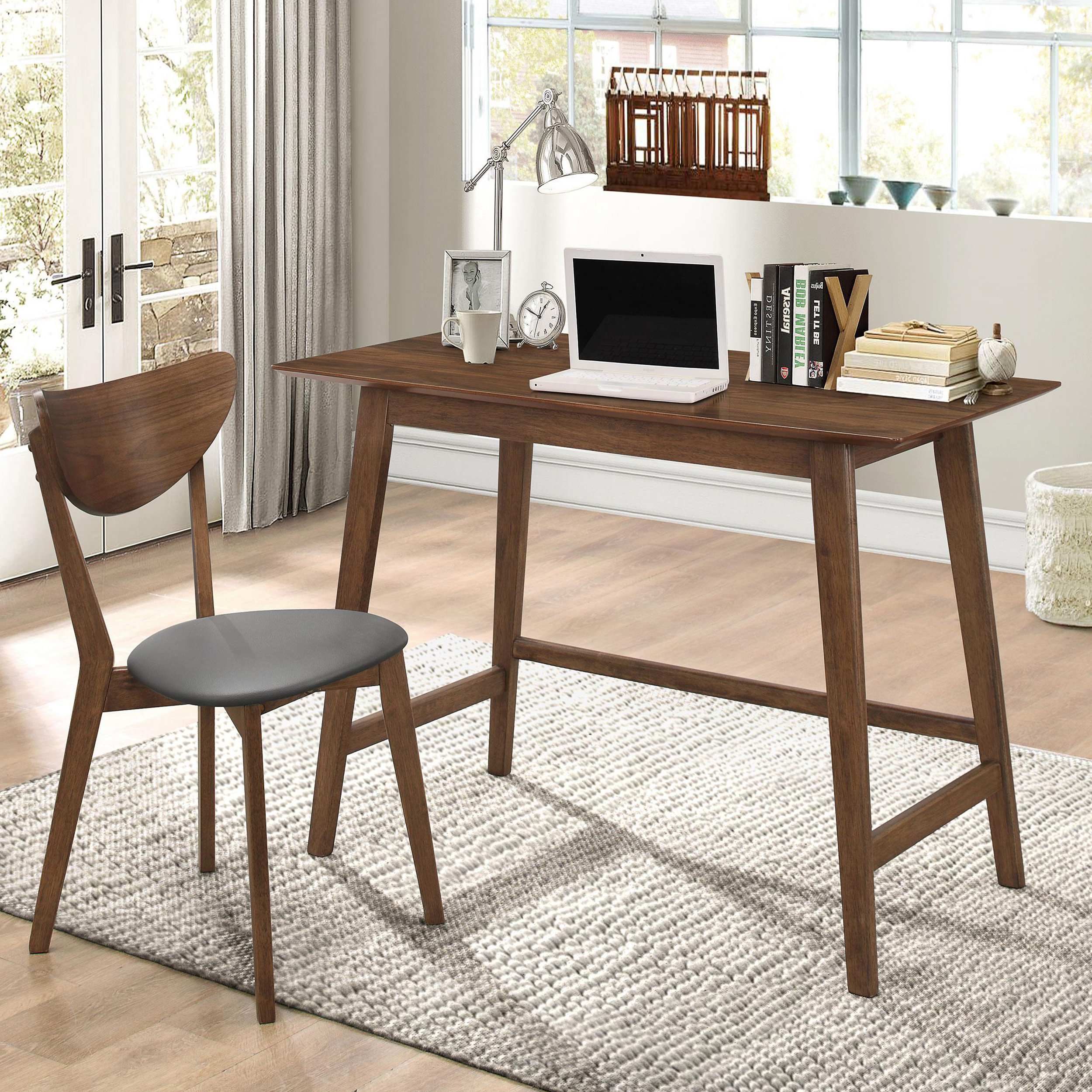 George Oliver Alvie Walnut Desk and Chair Set & Reviews | Wayfair