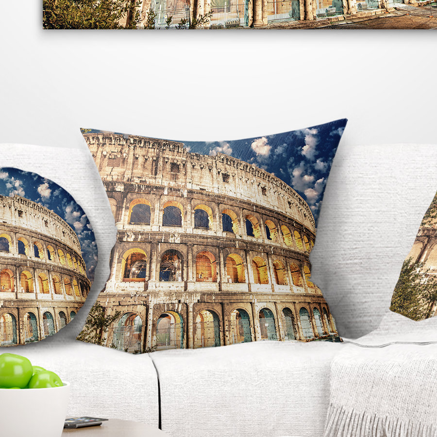 Design Art Wonderful Coliseum at Dusk - Landscape Printed Pillow | Wayfair