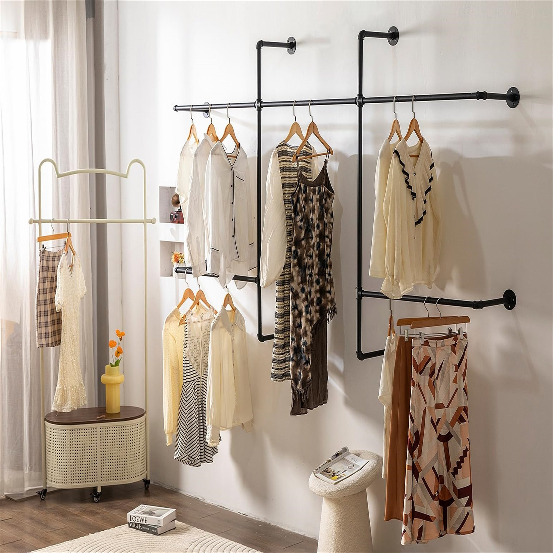 Rebrilliant Niyla Metal Wall Mounted Clothes Rack | Wayfair