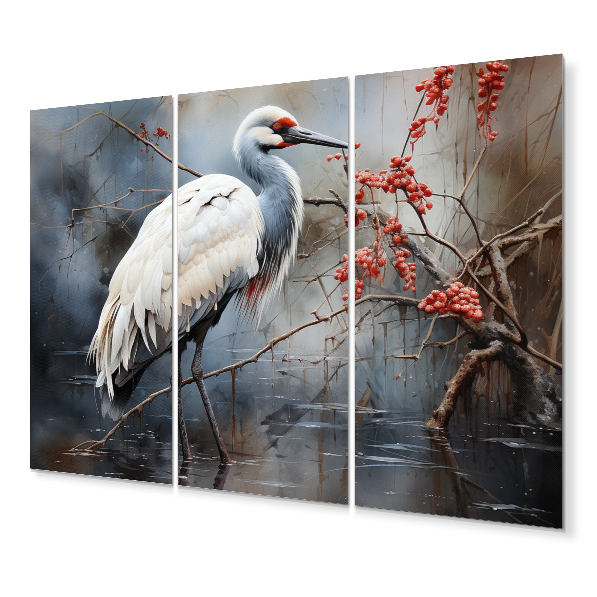 DesignArt China Art Redcrowed Crane I 3 Pieces - Wayfair Canada