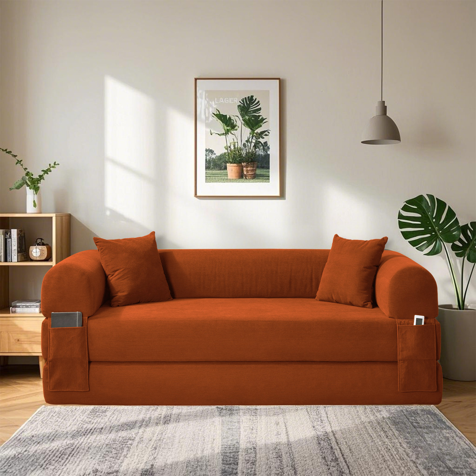 Ebern Designs Sofa-in-a-Box, Convertible Sleeper Sofa Bed, Memory Foam 3-Seater Couch,No ...