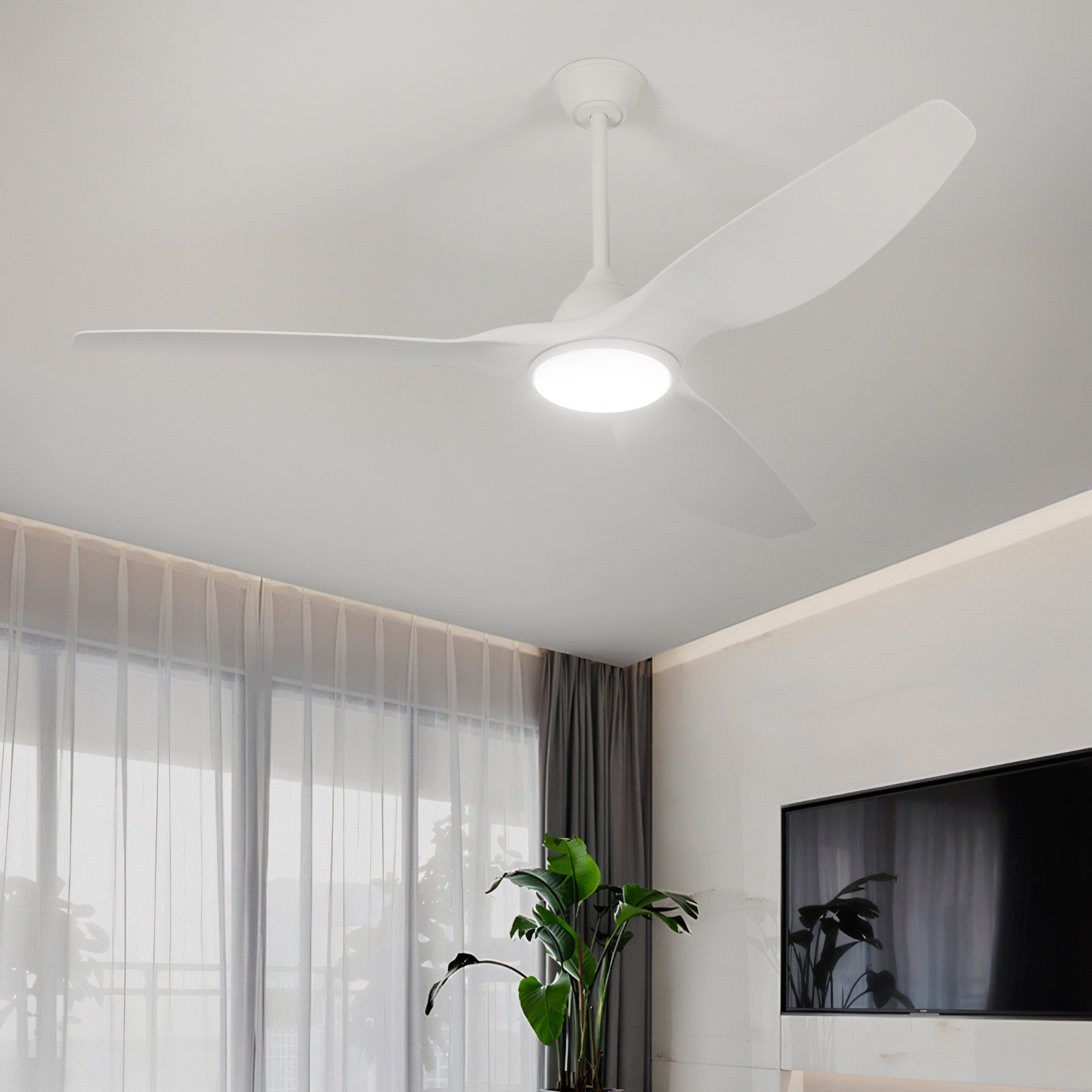 Wrought Studio Karlena 64'' Ceiling Fan with LED Light and Remote ...