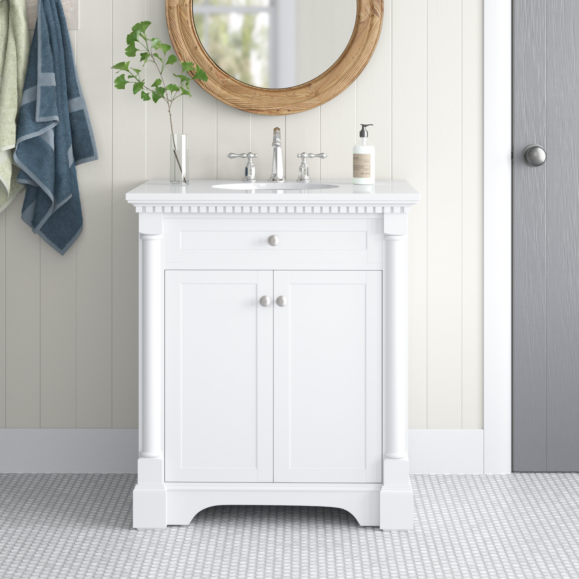 Red Barrel Studio® 30'' Single Bathroom Vanity with Marble Top ...