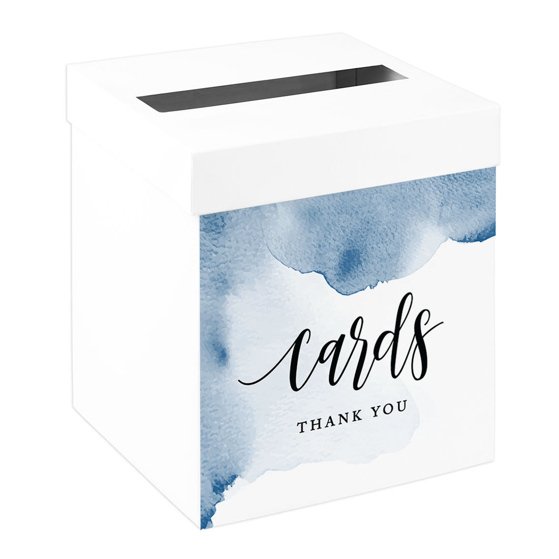 Koyal Wholesale Sturdy White Wedding Day Card Box Navy Blue Watercolor ...