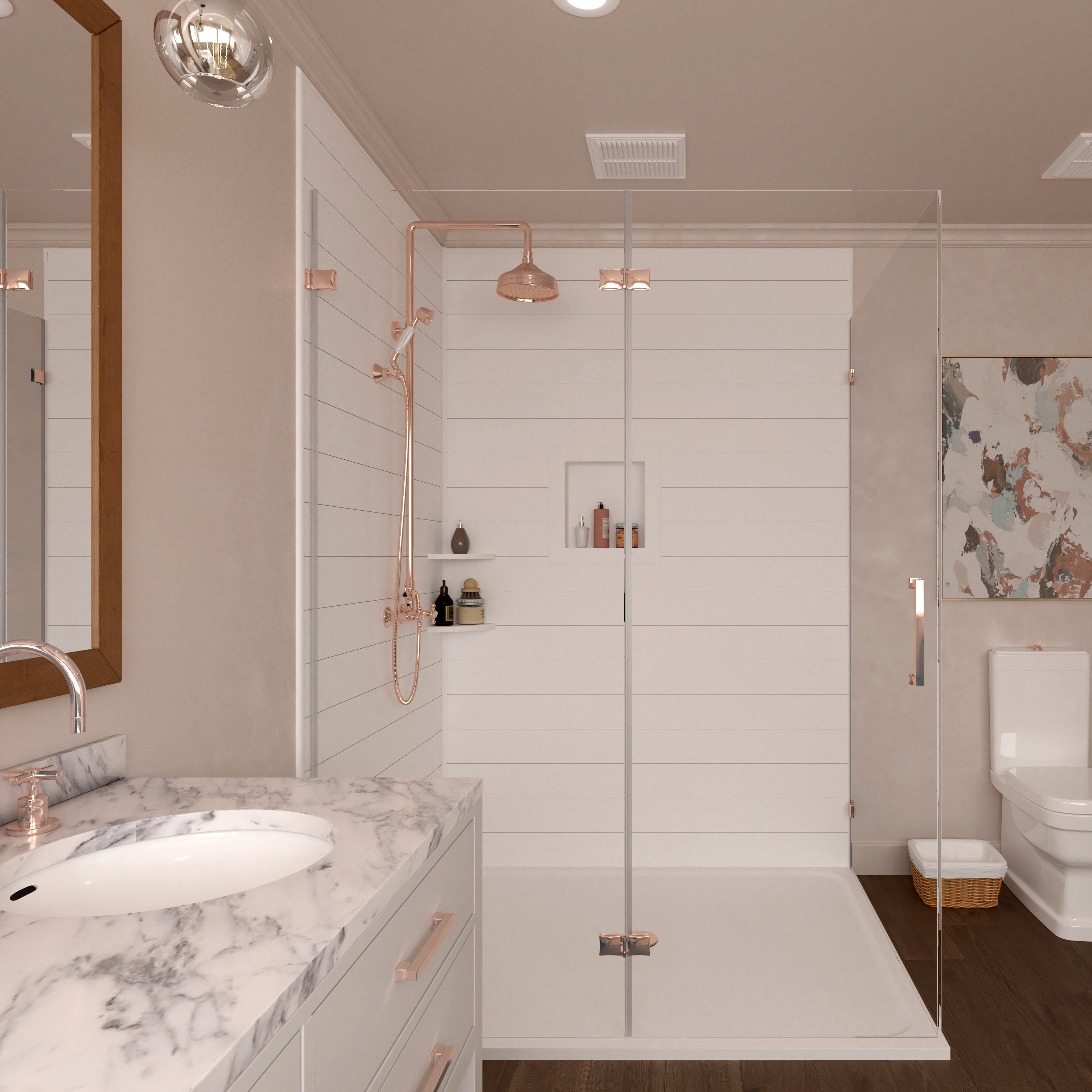 Bella CORE Shiplap Tub and Shower Surround 2 wall 72" H x 48" D x 72" W ...