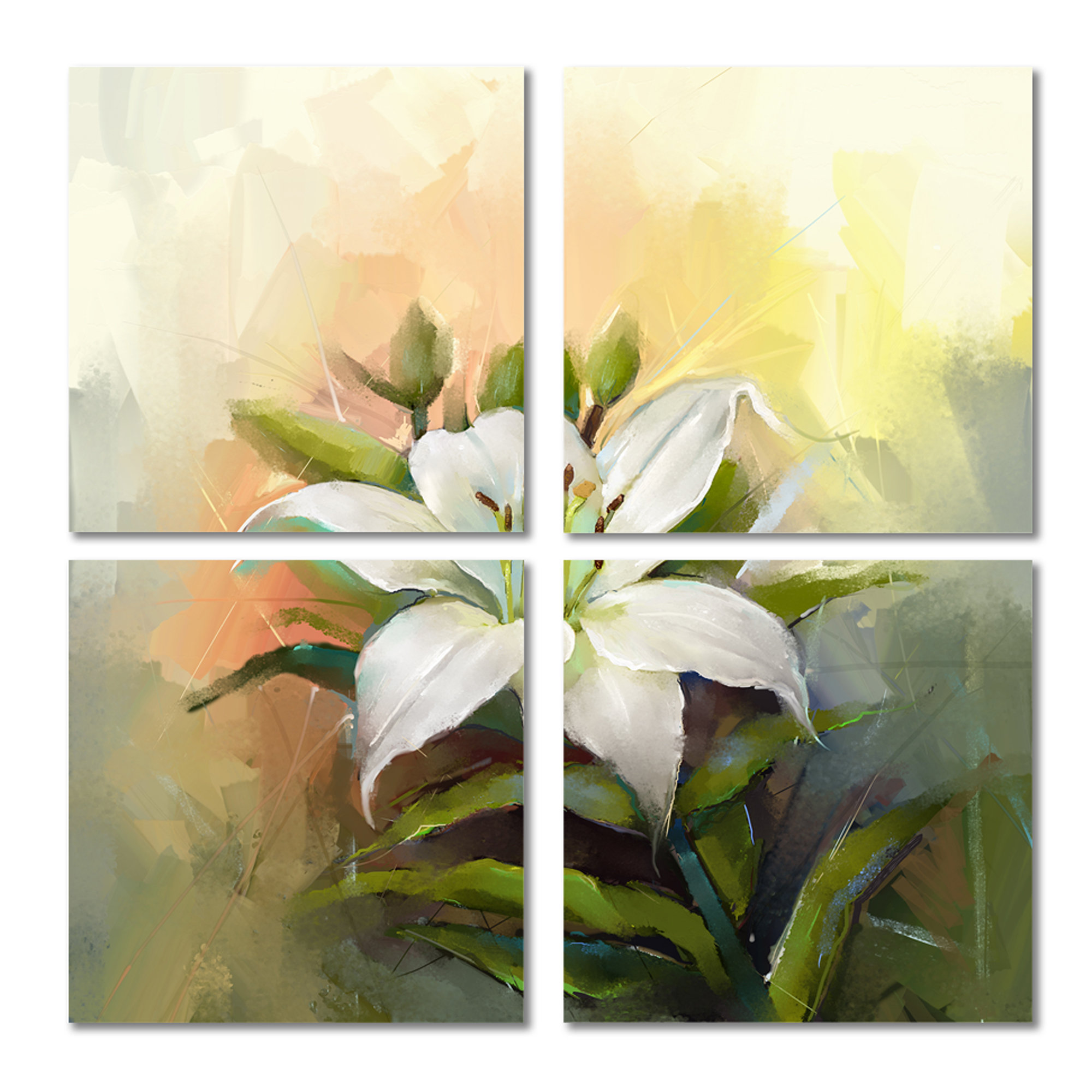 Red Barrel Studio White Lily Flower Oil - Floral Canvas Wall Art Print ...
