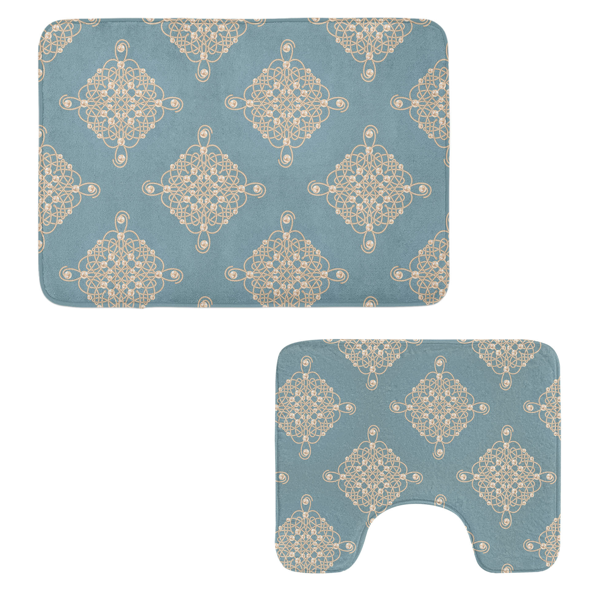 East Urban Home Pearls Bathroom Rug Set 2 Pieces Rectangle & Contour ...