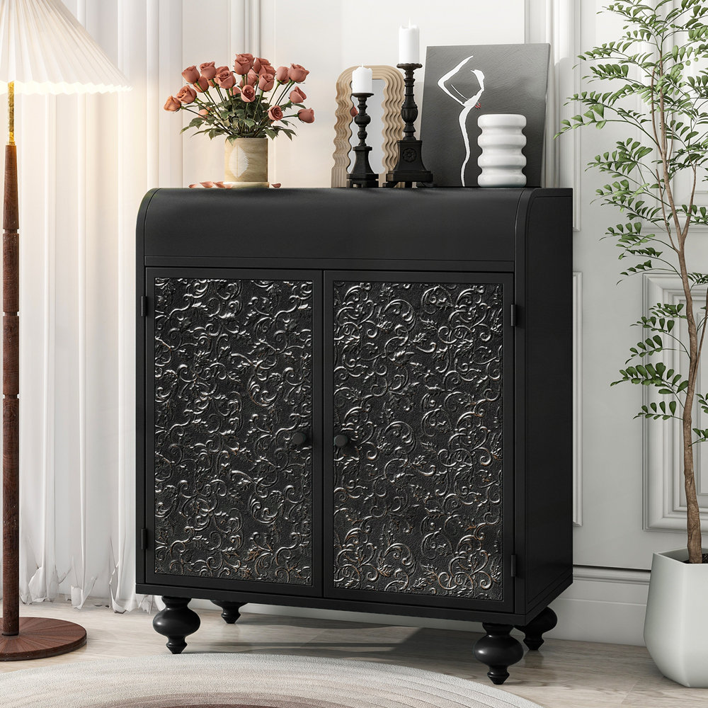 Canora Grey Distinctive Decorative Storage Cabinet with Embossed ...