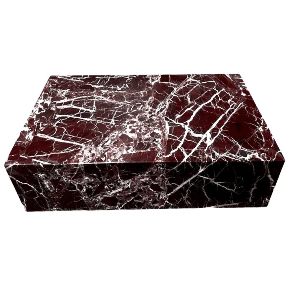 BETACH Genuine Marble Block Coffee Table - Rosso Levanto Marble | Wayfair